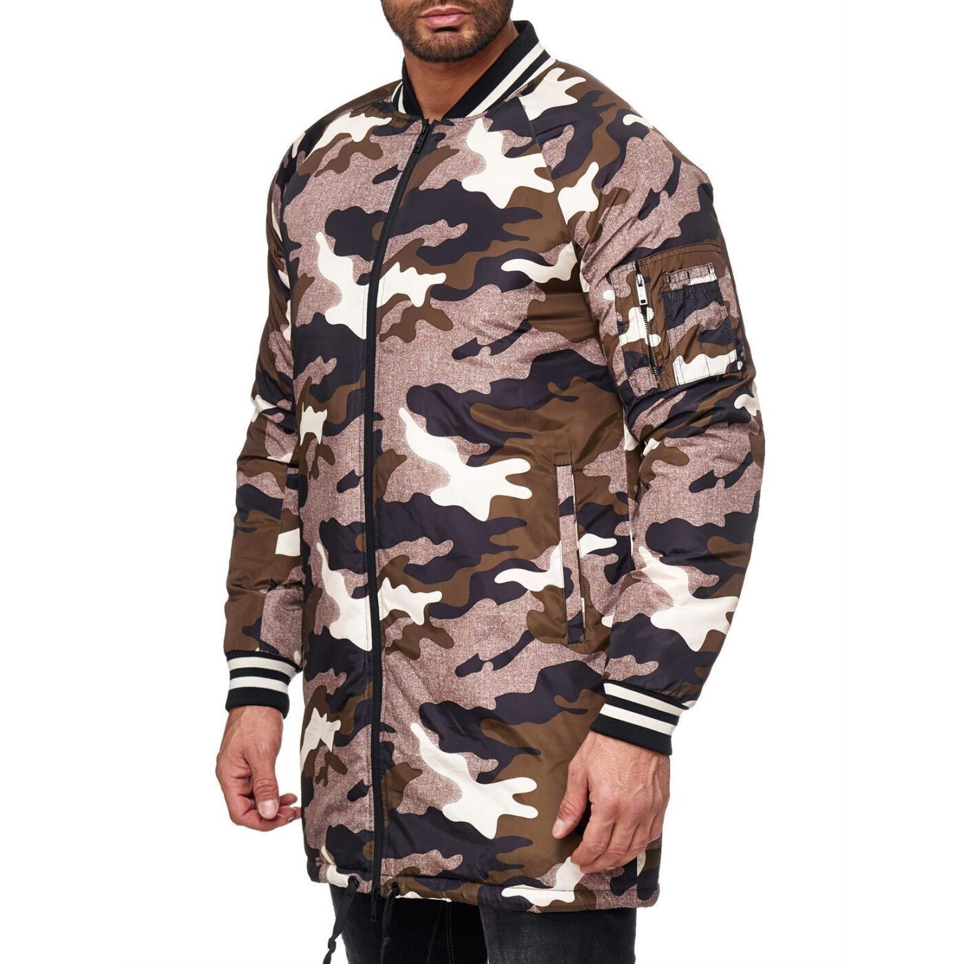 Red Bridge Herren Camouflage Inmate Lange Bomberjacke Jacke Oversize ...